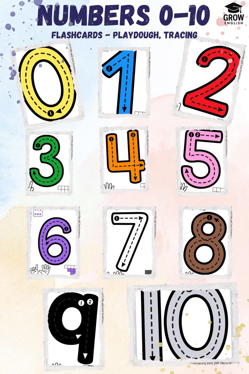 Flashcards – Colors and Numbers 0–10 | Playdough X Tracing - Etsy