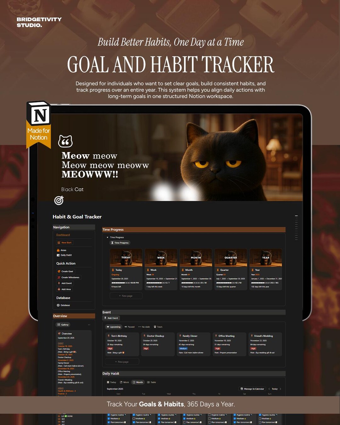 365 Goal Tracker & Daily Habit Notion Template (digital Download) - Etsy