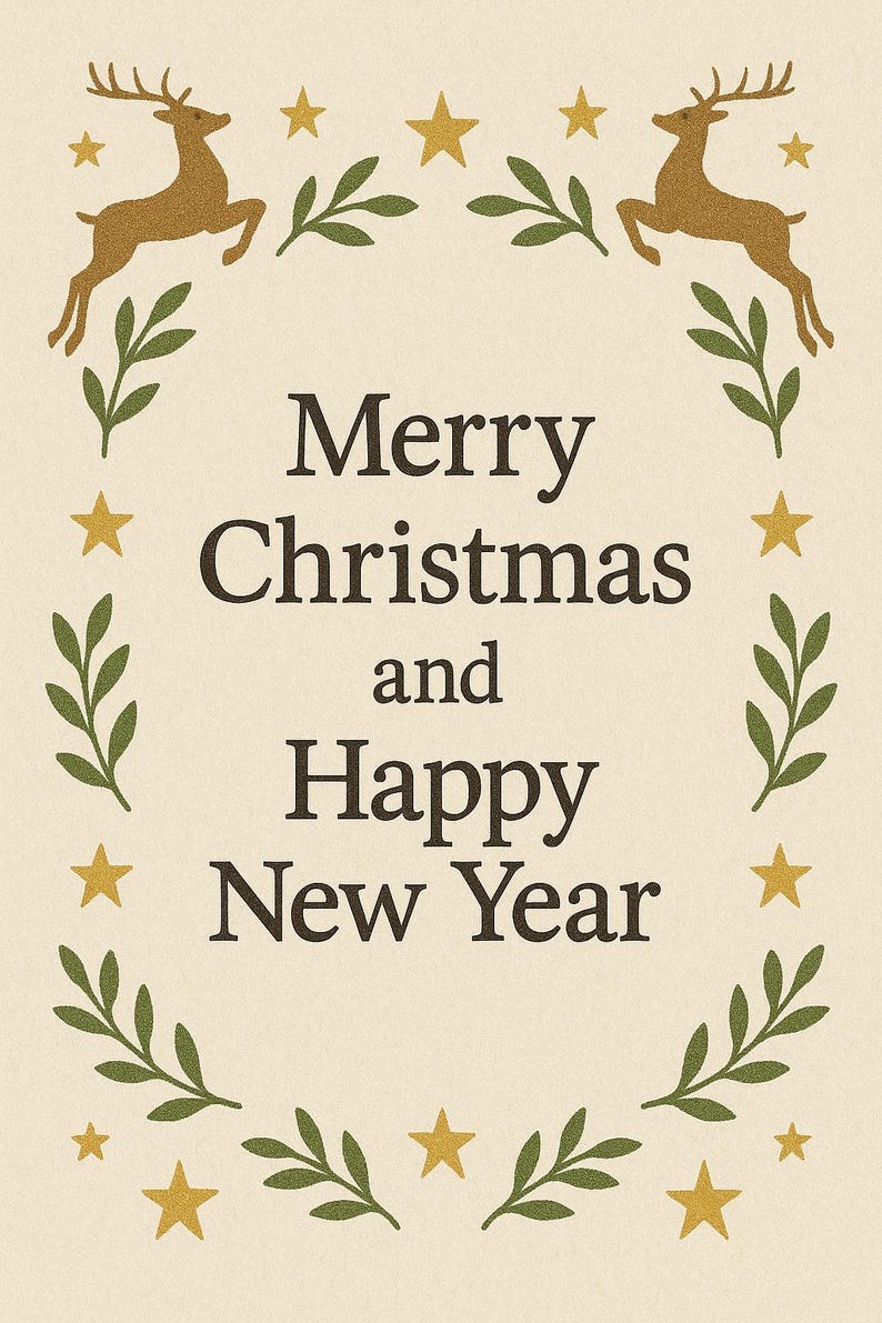 Printable Christmas Card Set | Merry Christmas and Happy New Year ...