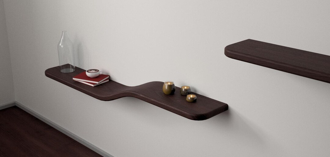 Curved Floating Wall Shelf | Crafted Ashwood | Modern Design | Quality ...