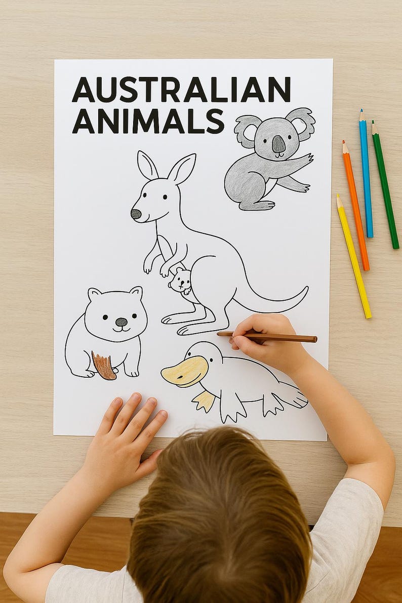 Australian Animals Colouring Poster | Kids Activity Printable | Fun ...
