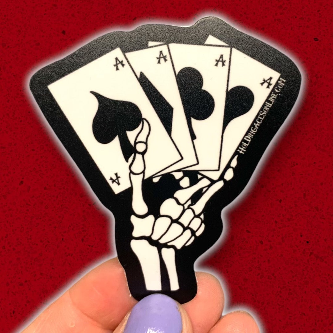Holding Aces Skeleton Hand Vinyl Sticker Poker Series - Etsy