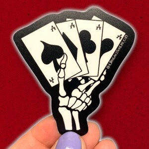 Holding Aces Skeleton Hand Vinyl Sticker Poker Series - Etsy