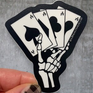 Holding Aces Skeleton Hand Vinyl Sticker Poker Series - Etsy
