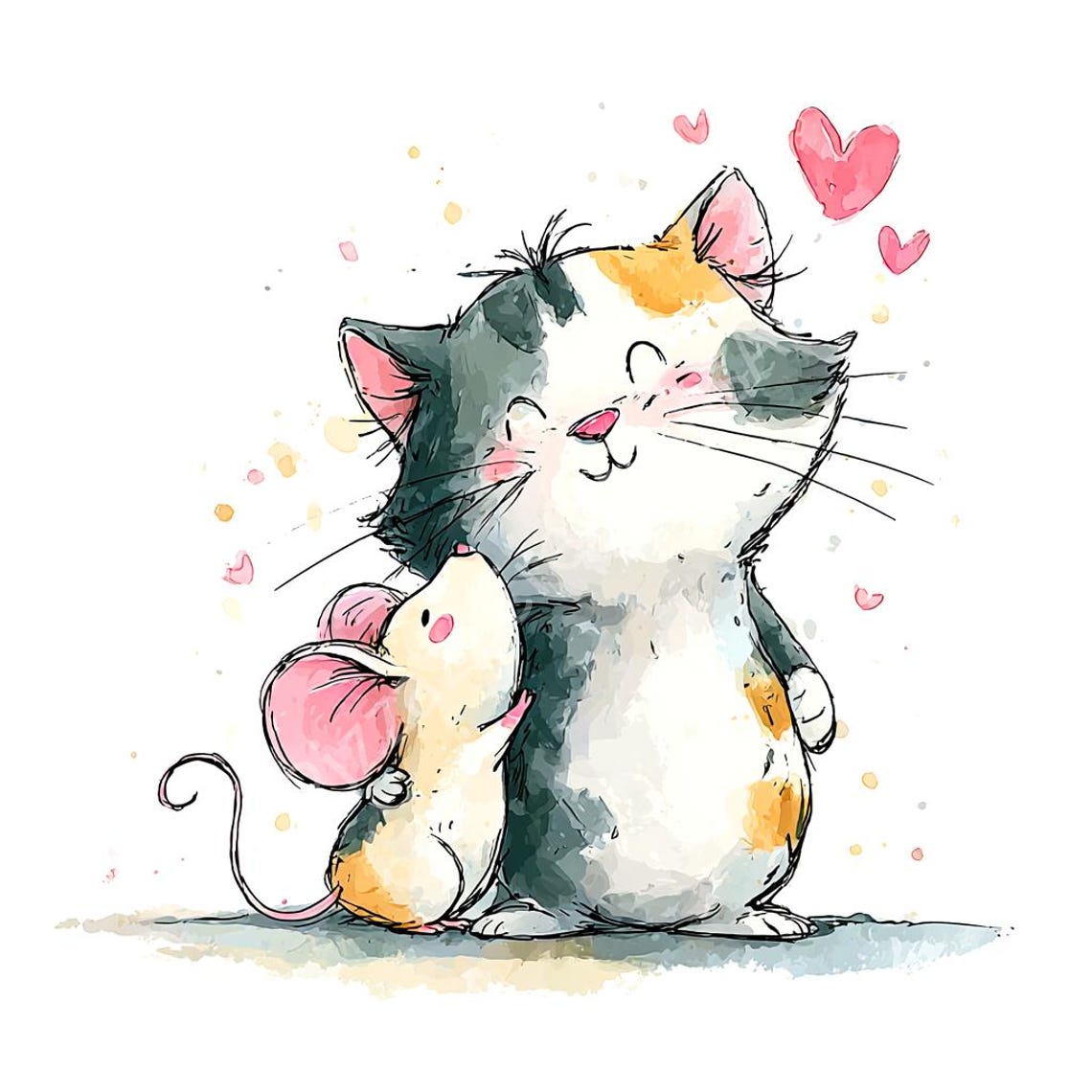 12 Quirky Cat and Mouse Clipart, Quirky Best Friend Pets, Funny Animal ...