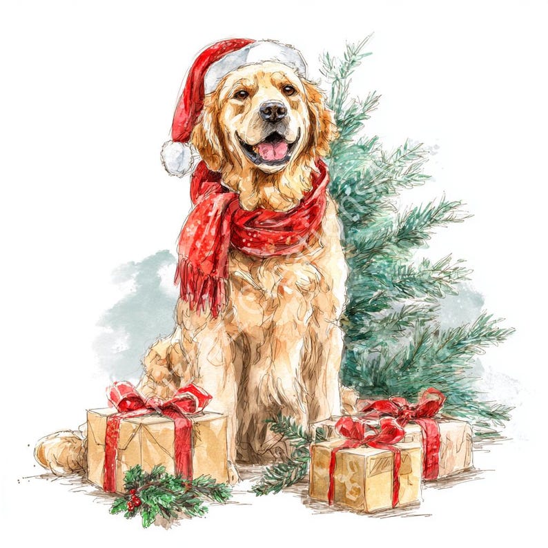16 Cute Dog With Christmas Tree Clipart, Holiday Art, Festive Puppy ...