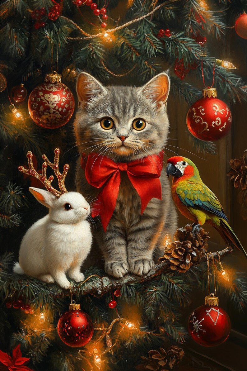 Custom Christmas Pet Portrait: Funny Holiday Pet Illustration (digital ...