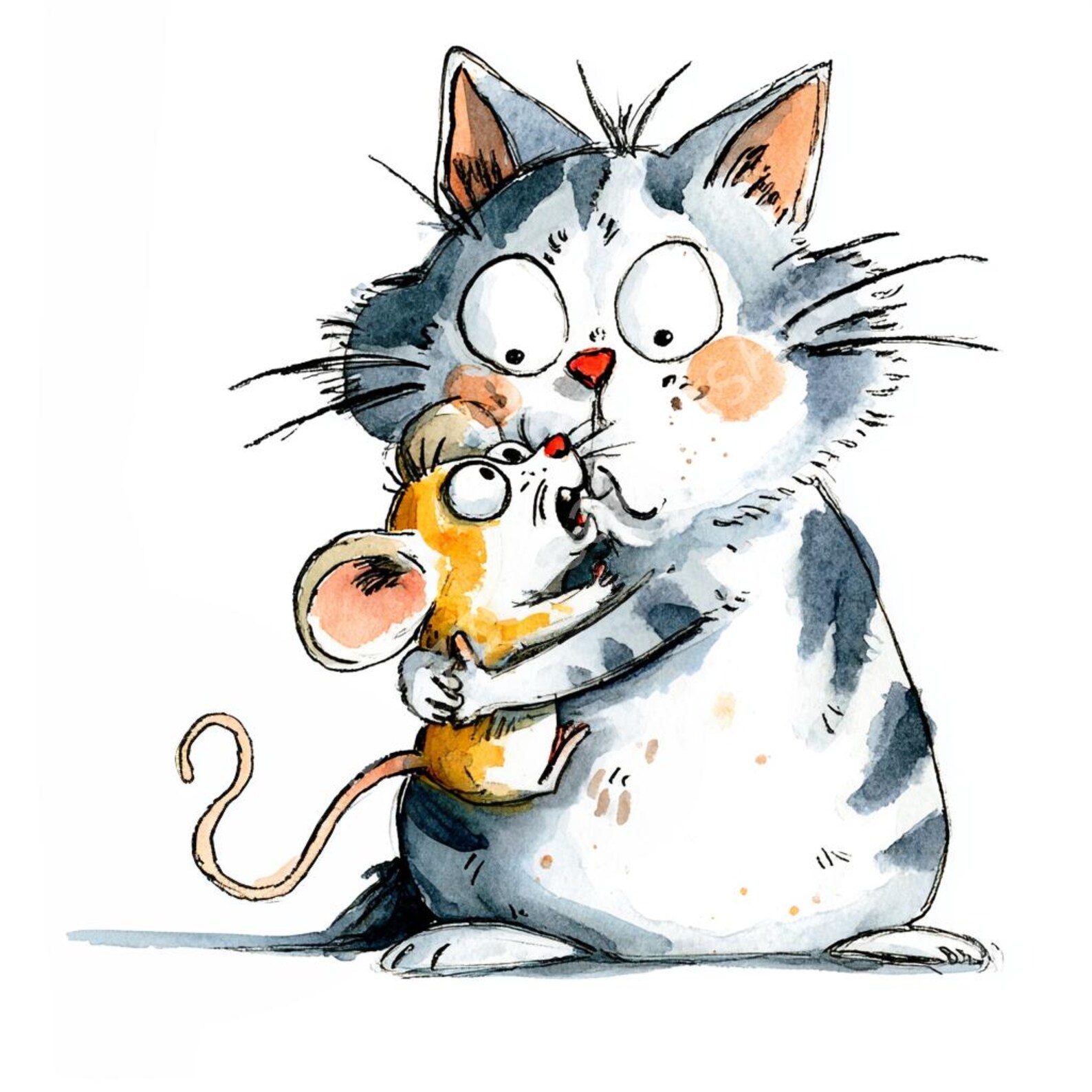 12 Quirky Cat and Mouse Clipart, Quirky Best Friend Pets, Funny Animal ...