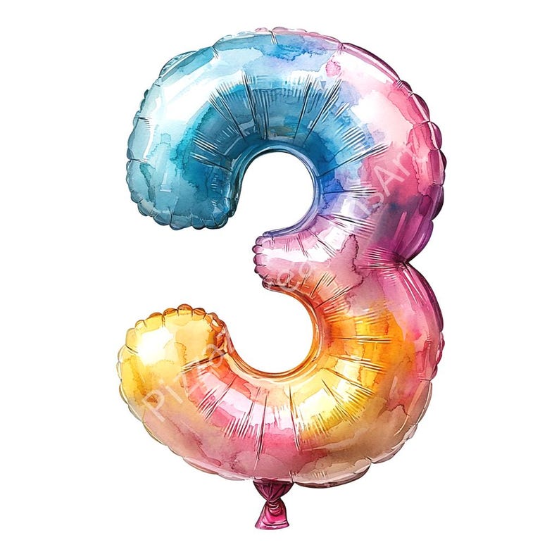 10 Rainbow Balloon Numbers Clipart, Party, Celebration, Birthday ...