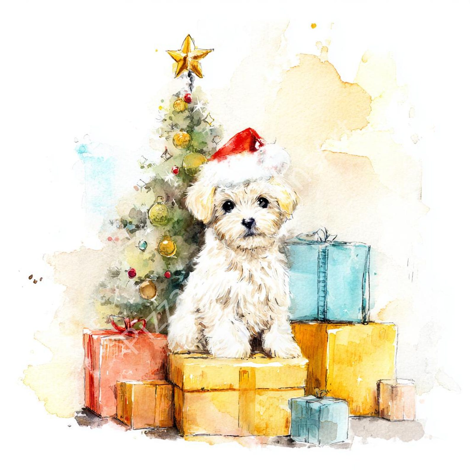 16 Cute Dog With Christmas Tree Clipart, Holiday Art, Festive Puppy ...