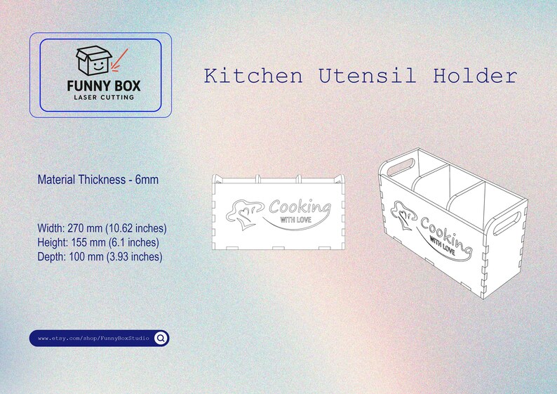 Farmhouse Kitchen Utensil Holder: Laser Cut File (6mm Material ...