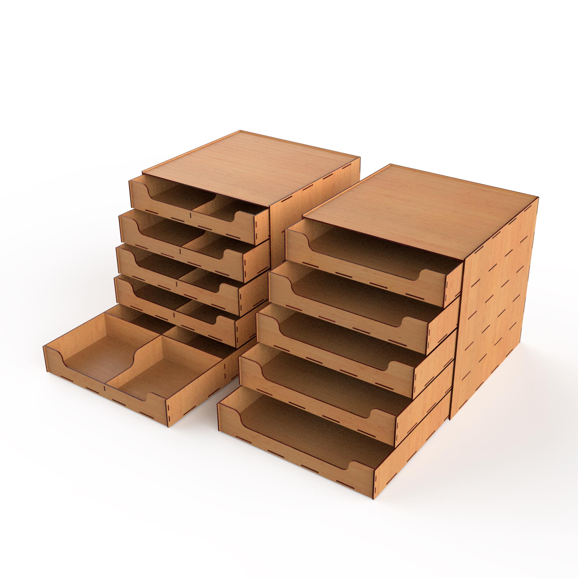 5-drawer Storage Box – Digital Laser Cut Design With Optional Dividers ...