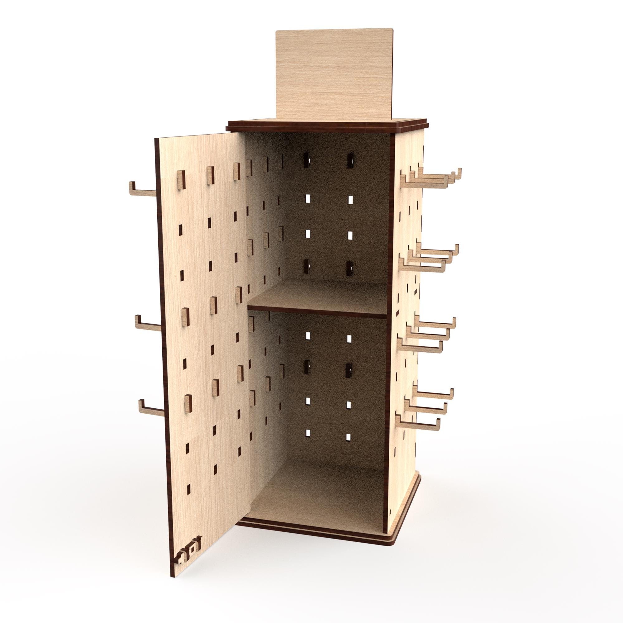 4-sided Display Stand With Hooks and Storage Space - Digital Laser Cut ...