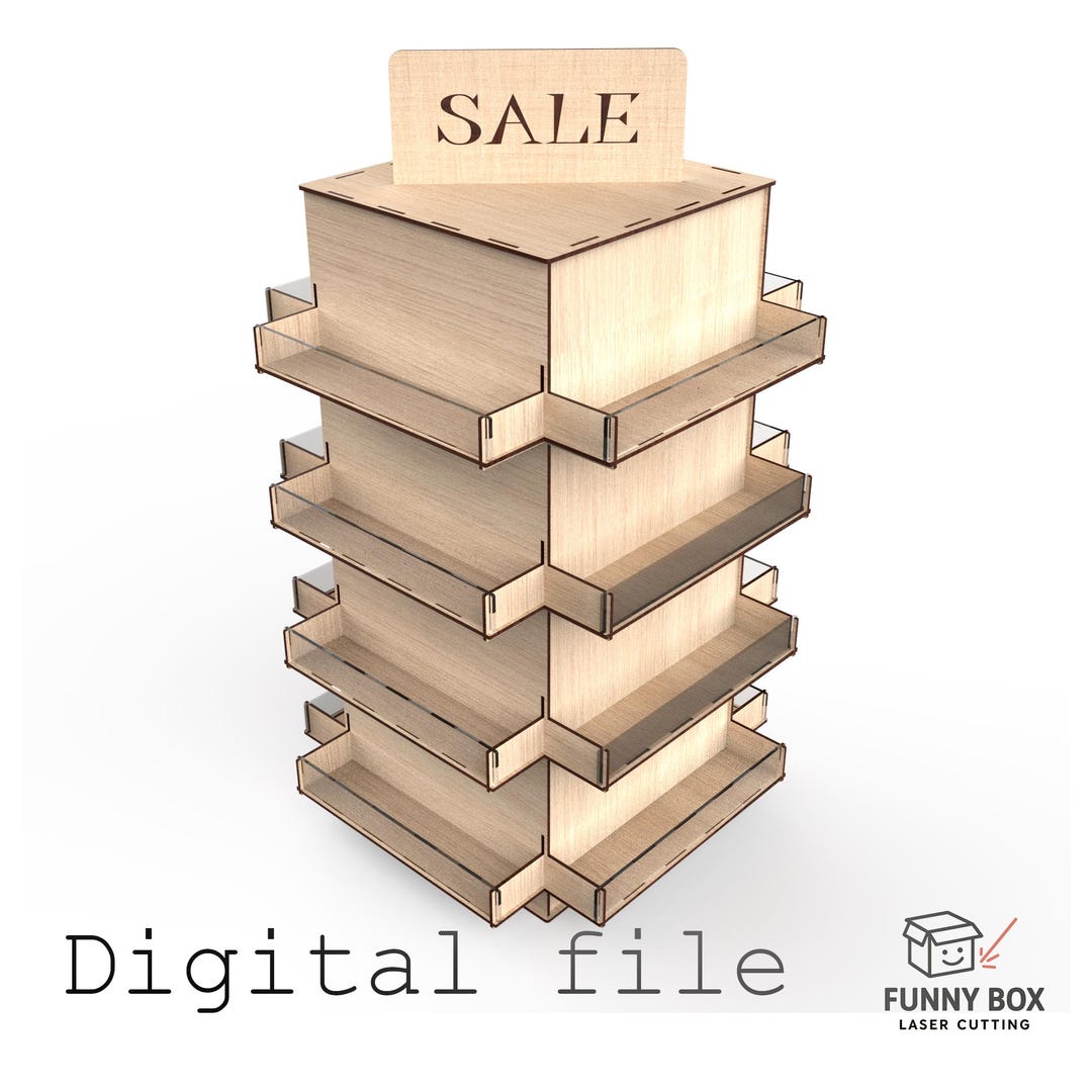4-sided Display Stand With Clear Acrylic Pockets – Digital Laser Cut ...