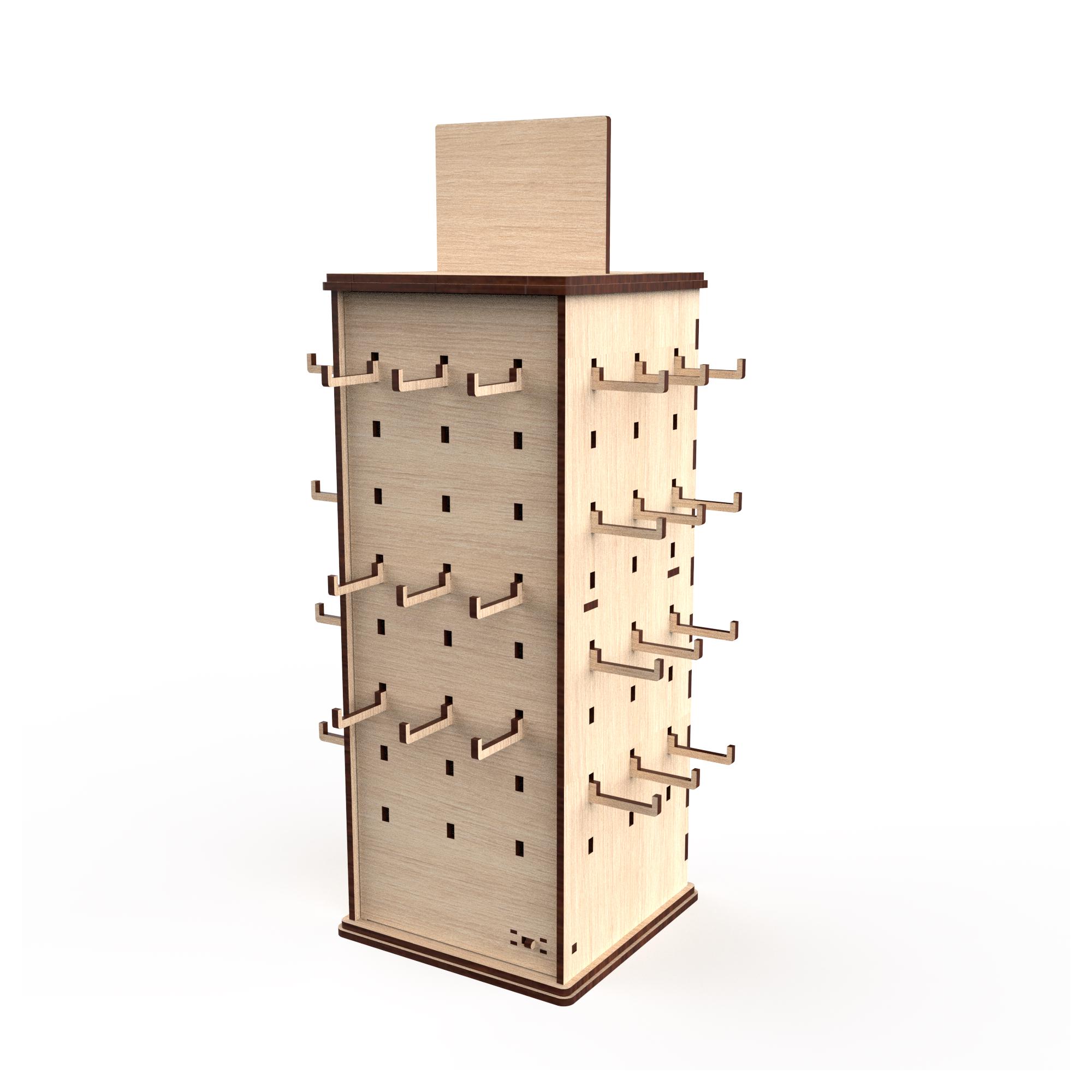 4-sided Display Stand With Hooks and Storage Space - Digital Laser Cut ...