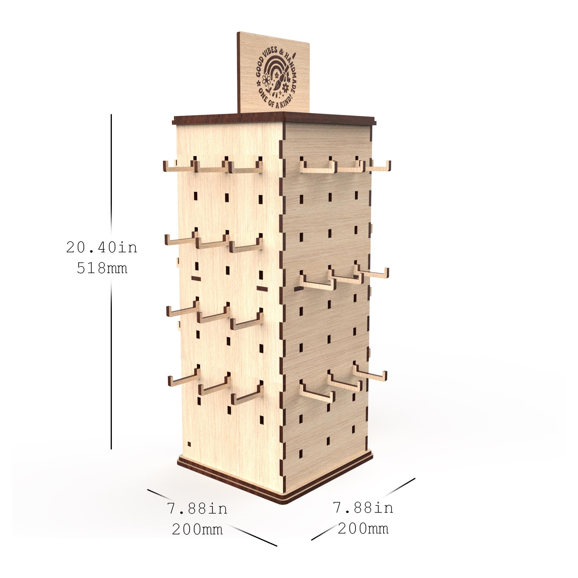 4-sided Display Stand With Hooks and Storage Space - Digital Laser Cut ...