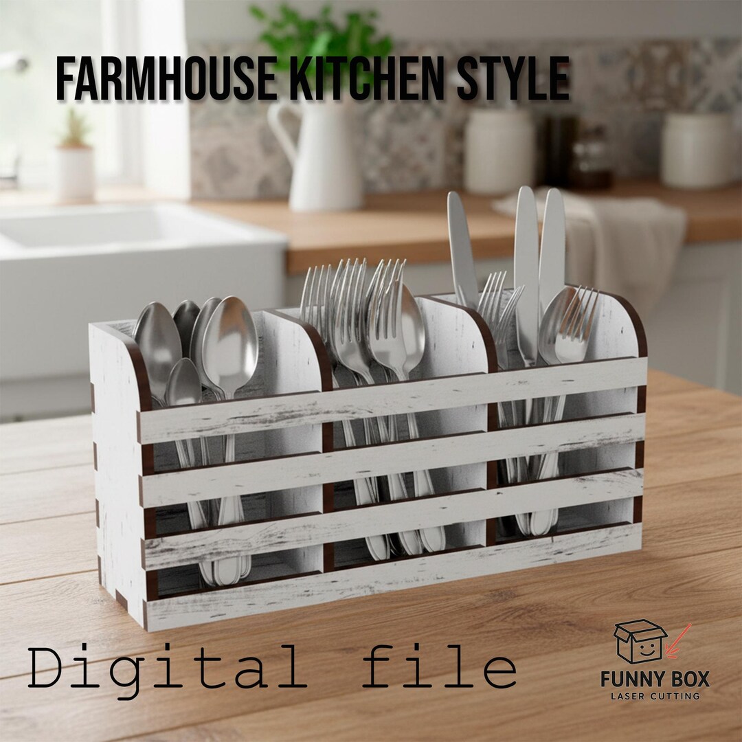 Cutlery Organizer – Digital Laser Cut Design (3 Compartments, 6mm ...