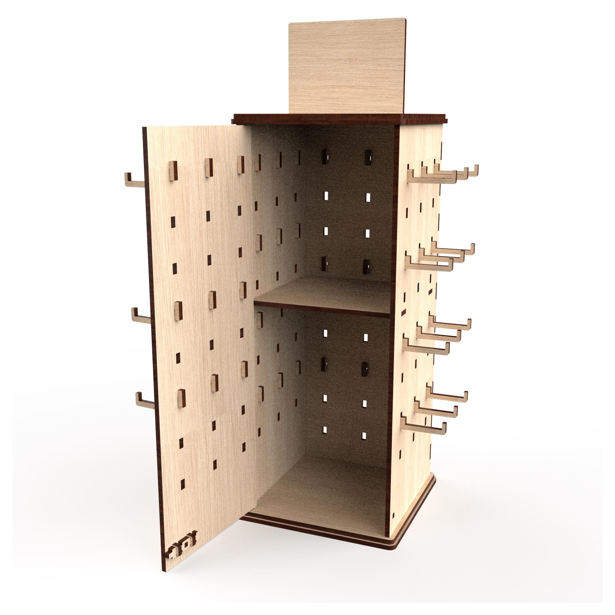 4-sided Display Stand With Hooks and Storage Space - Digital Laser Cut ...