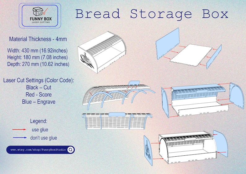Bread Box Laser Cut File, Digital Template With Engraving, Rustic ...