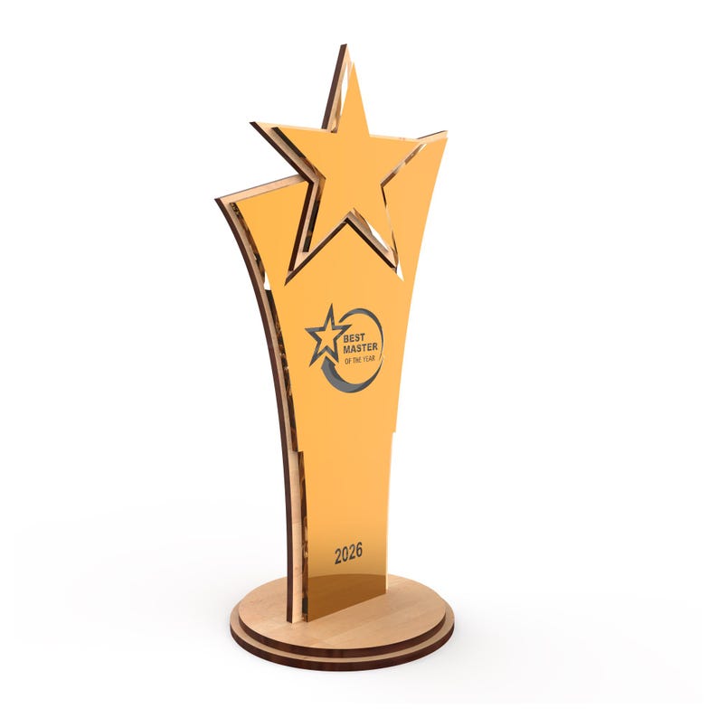 Set of 3 Star-themed Trophy Designs – Digital Laser Cut Files (3mm MDF ...