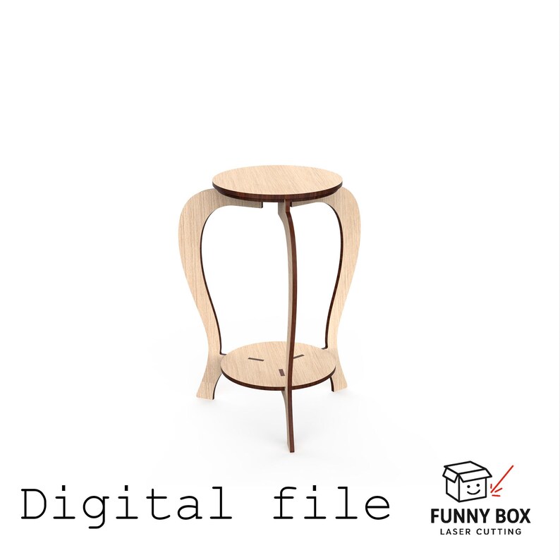 Wooden Side Table Laser Cut File | Modern Round Accent Table Template ...