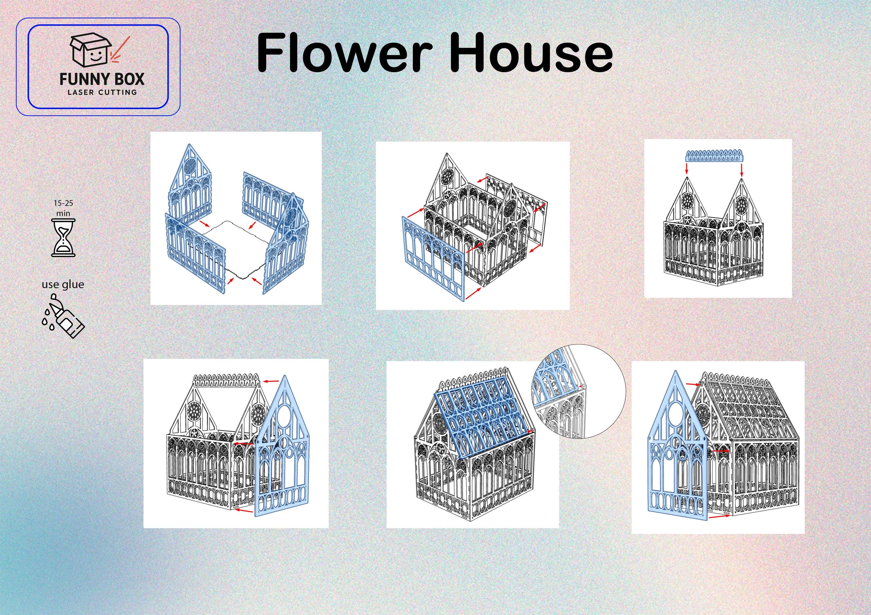 Flower House SVG, Gothic Flower House Design Dxf, Greenhouse Laser Cut ...
