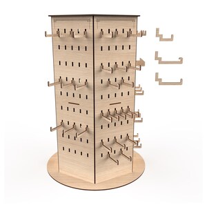 Hexagonal Display Stand With Adjustable Hooks – Digital Laser Cut File ...