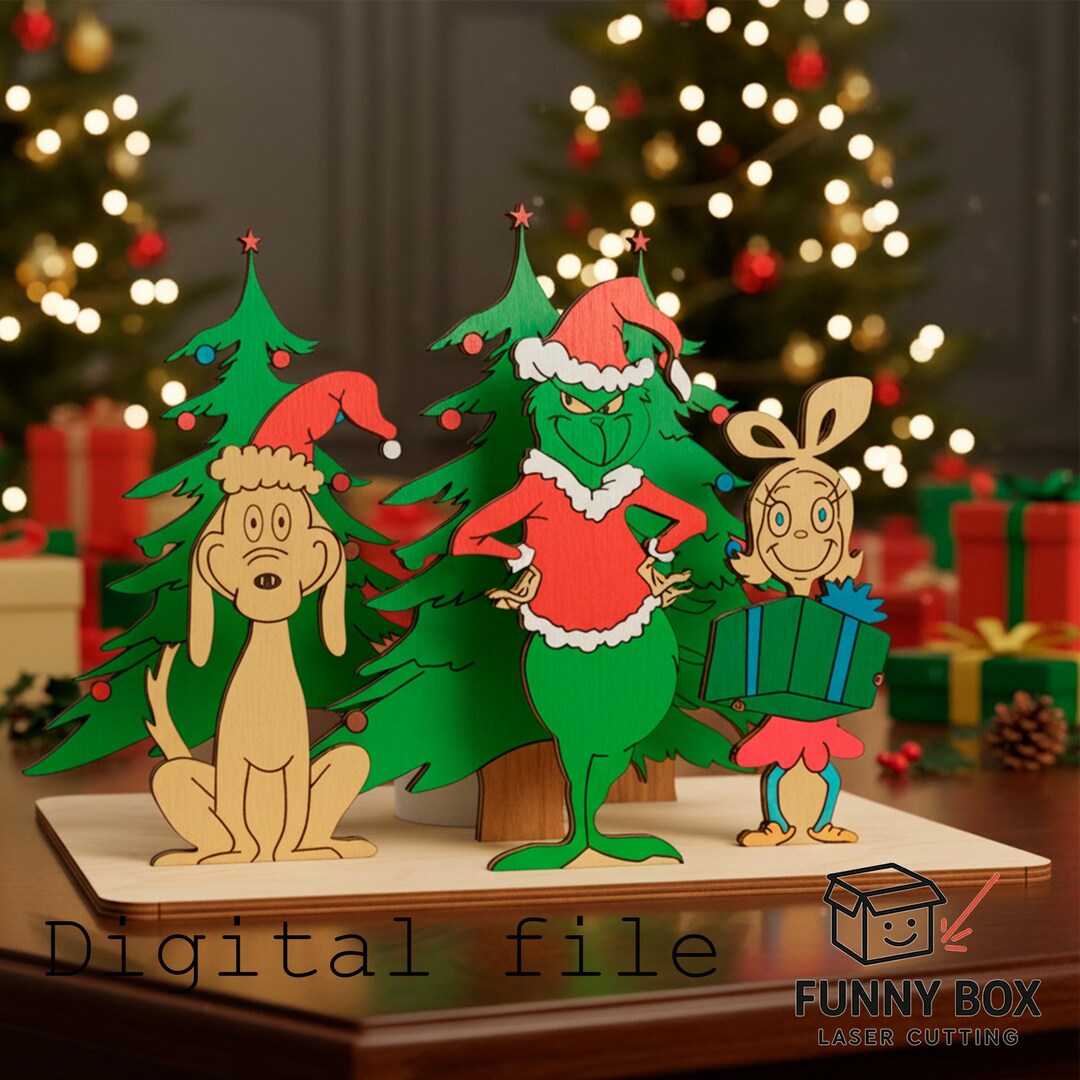 Christmas Candle Holder Grinch Laser Cut File SVG, Desk Decoration - Etsy