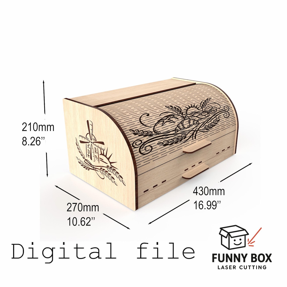 Bread Box Laser Cut File | Bread Box With Sliding Lid & Crumb Tray ...