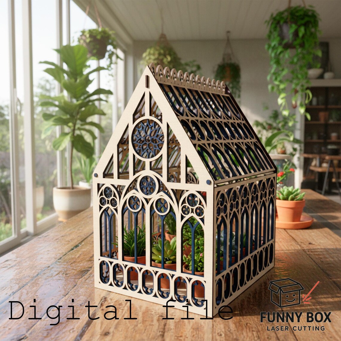 Flower House SVG, Gothic Flower House Design Dxf, Greenhouse Laser Cut ...