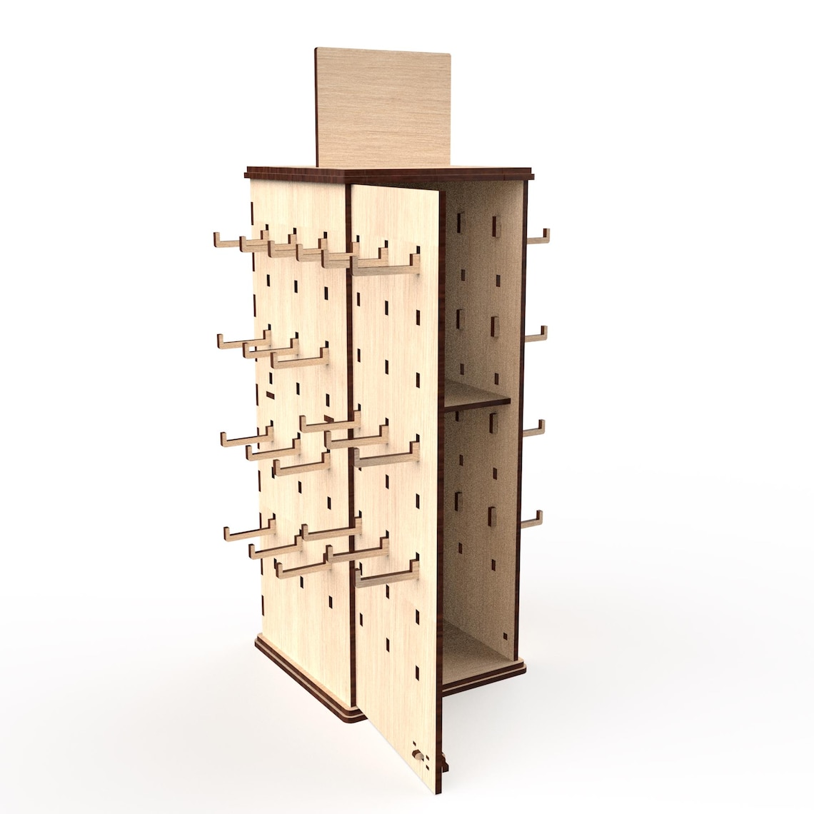 4-sided Display Stand With Hooks and Storage Space - Digital Laser Cut ...