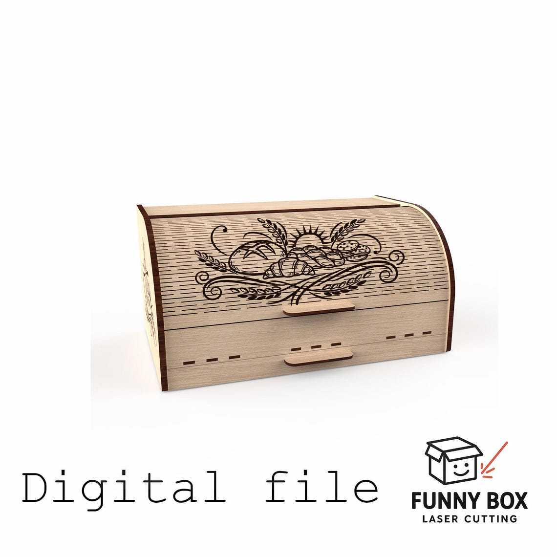 Bread Box Laser Cut File | Bread Box With Sliding Lid & Crumb Tray ...
