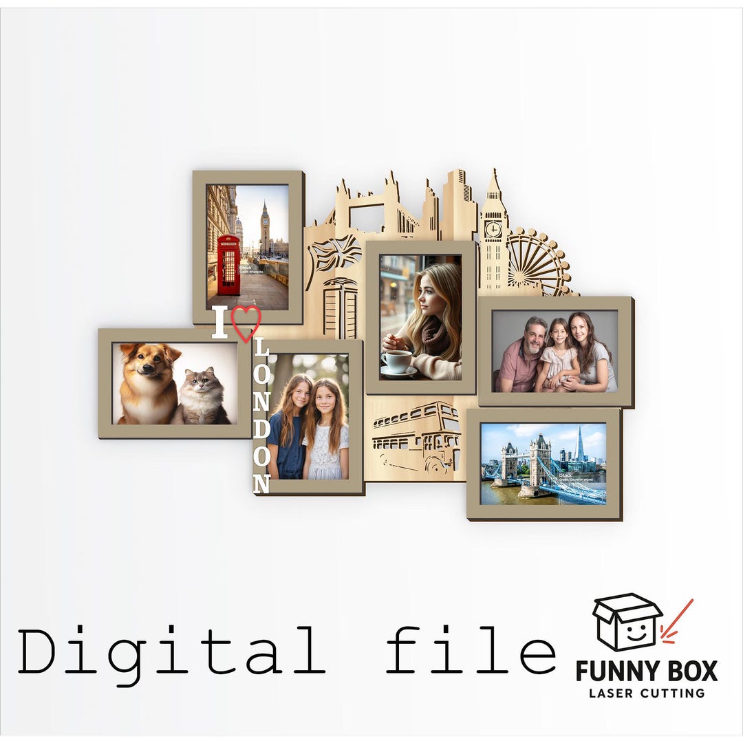 London Photo Frame, Laser Cut File for 6 Photos (digital File) - Etsy