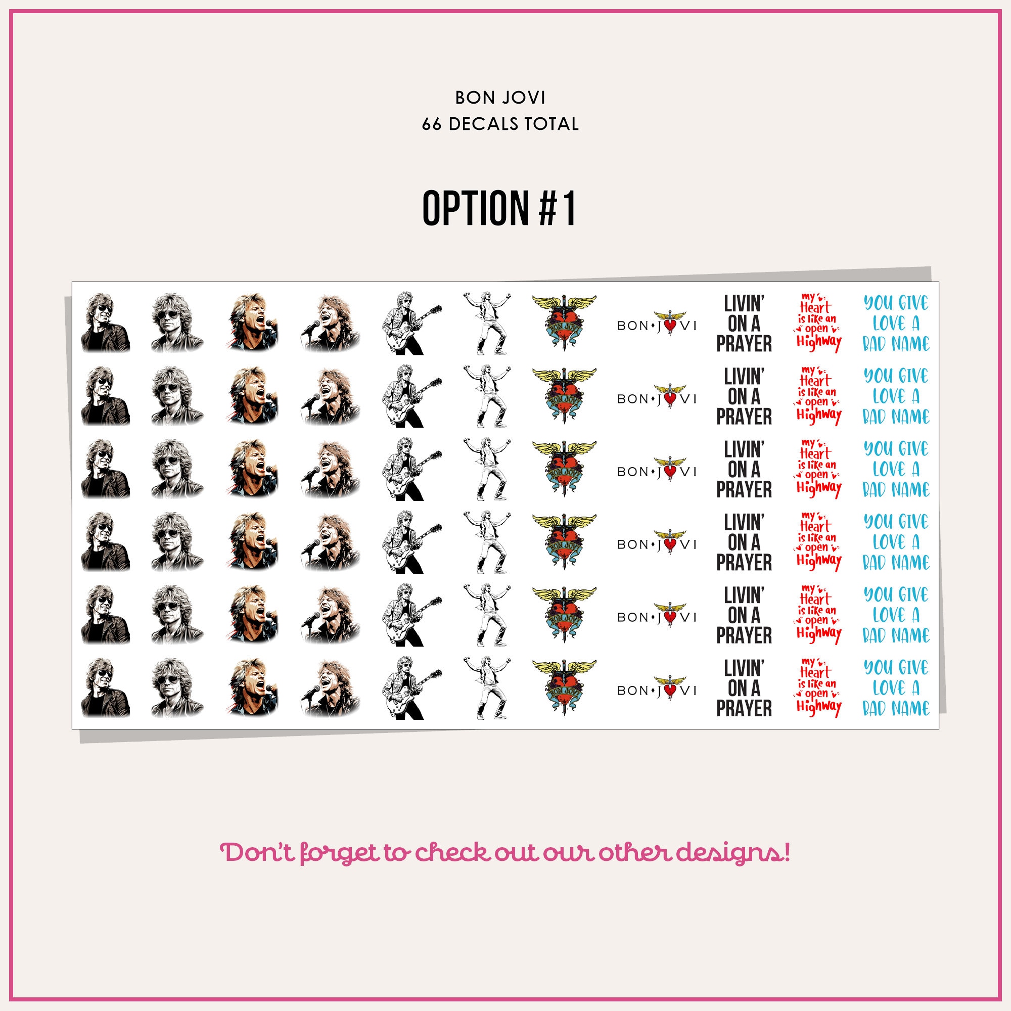 Jon Bon Jovi Nail Decals Stickers Waterslide Livin' on A Pray Shot ...