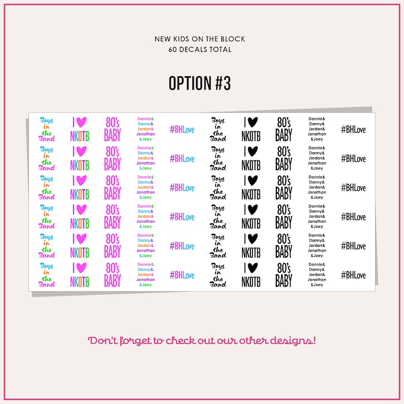 NKOTB New Kids on the Block Nail Decals Stickers Waterslide Boyband ...