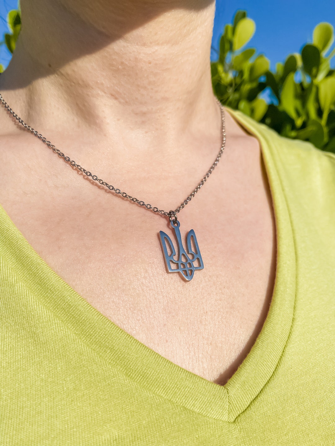 Tryzub Stainless Steel Necklace in Silver, Gold, or Rose Gold! Stand ...