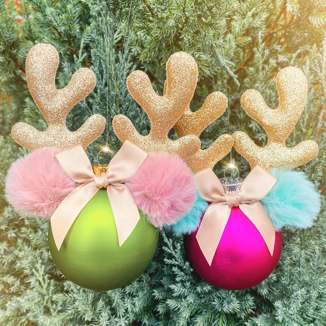 Disney Mickey Minnie Inspired Ornament With Deer Antlers - Handmade in ...