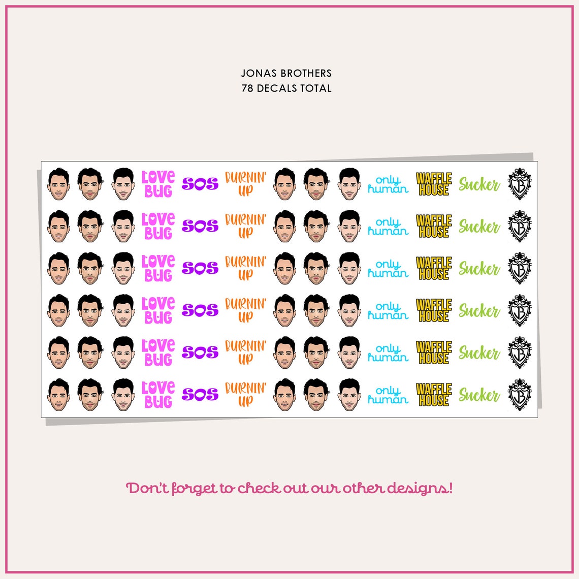 Jonas Brothers Nail Decals Stickers Waterslide Waffle House Sucker ...