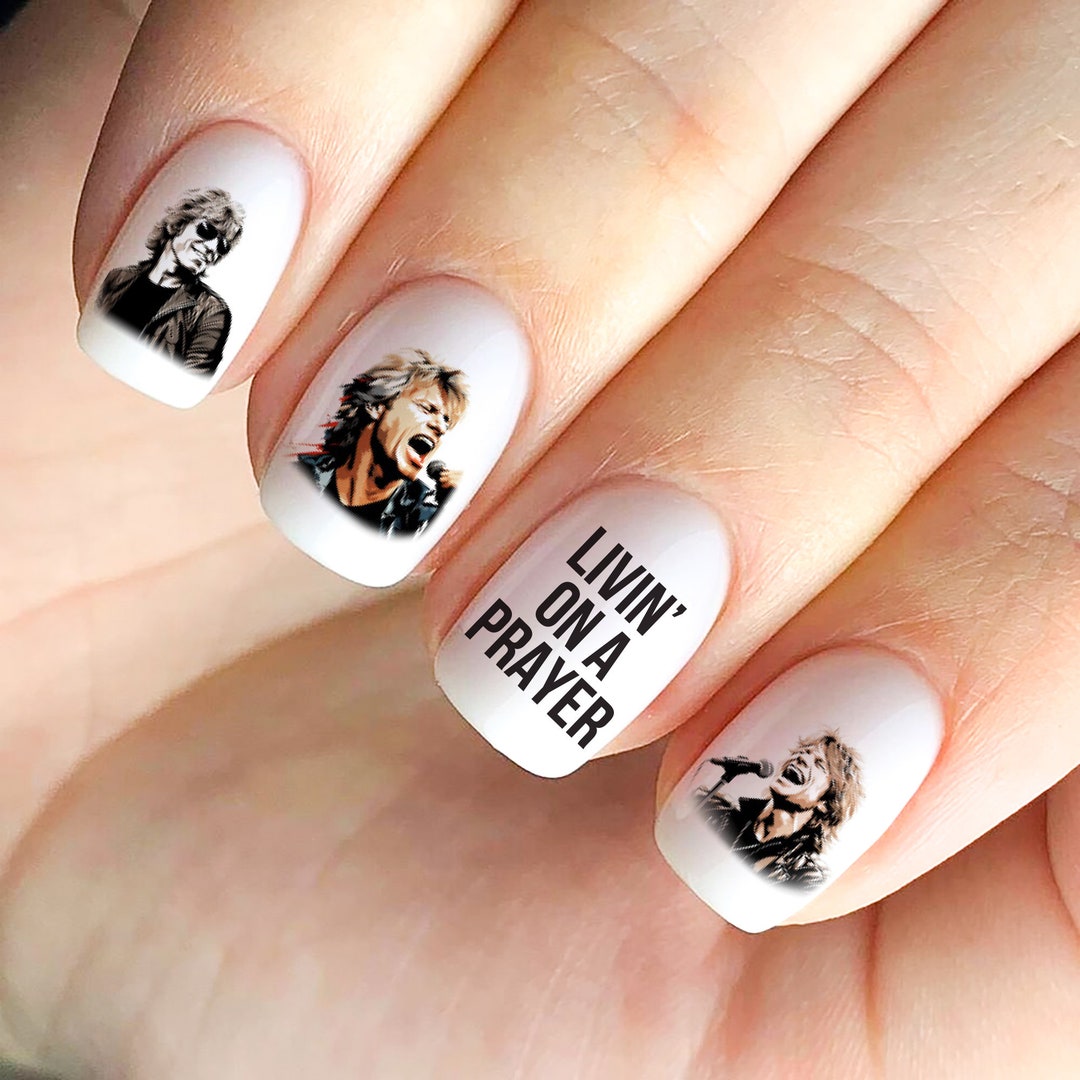 Jon Bon Jovi Nail Decals Stickers Waterslide Livin' on A Pray Shot ...