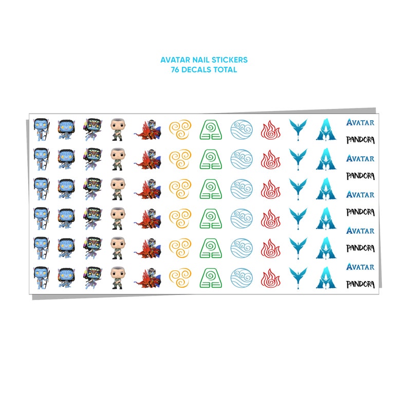 Avatar Nail Decals Stickers Waterslide Way of Water More - Etsy
