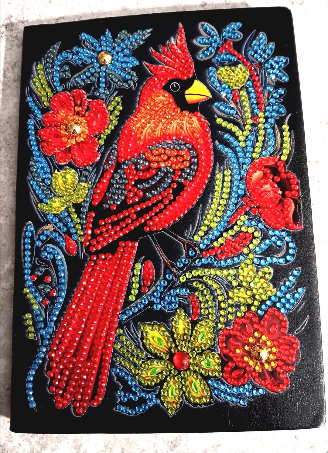 Radiant Red Cardinal Journal/sketchbook Handmade Finished Diamond Art ...