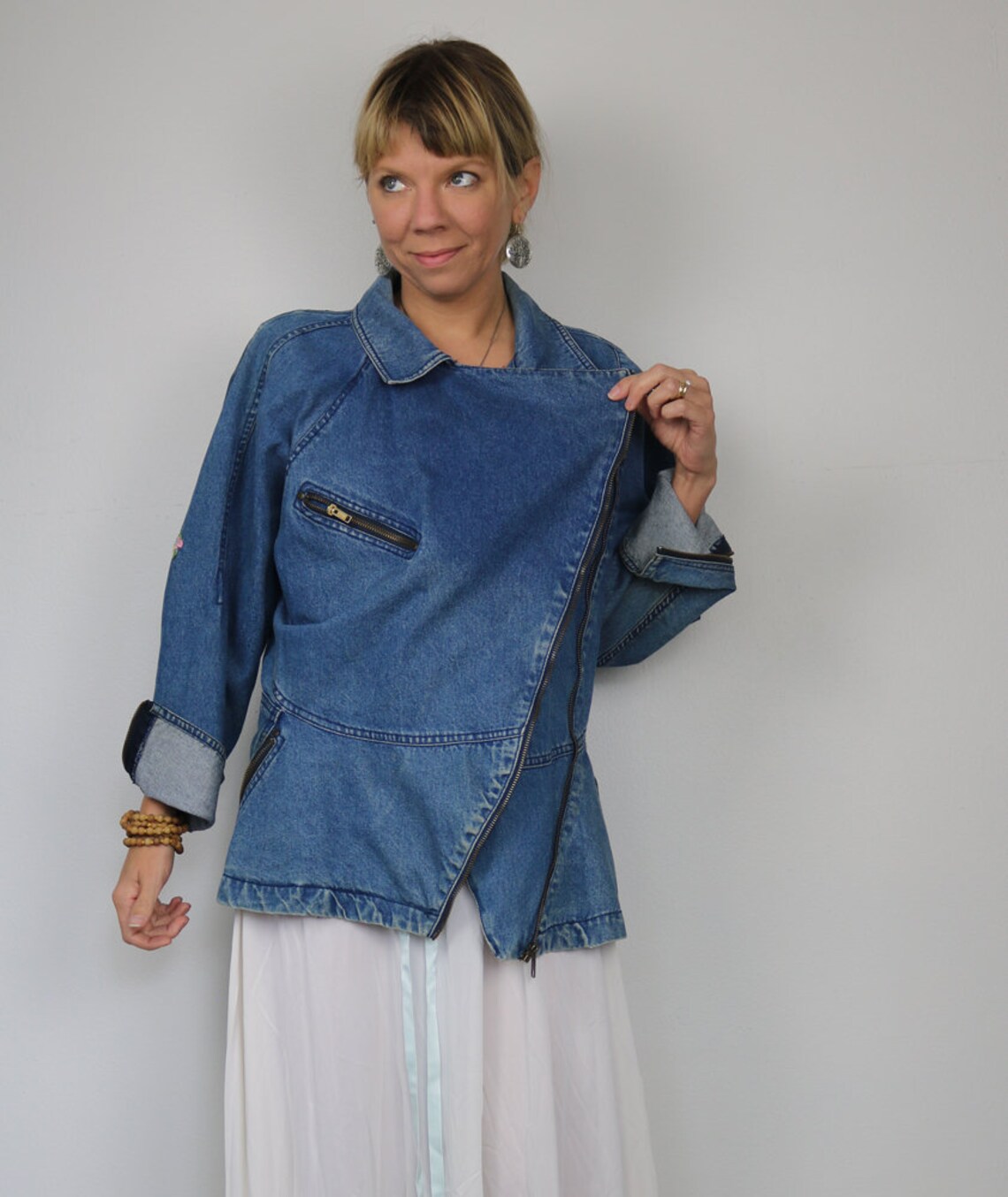 70s - Early 80s Asymmetrical Denim Jacket by EXIT Paris, Urban, Grunge ...