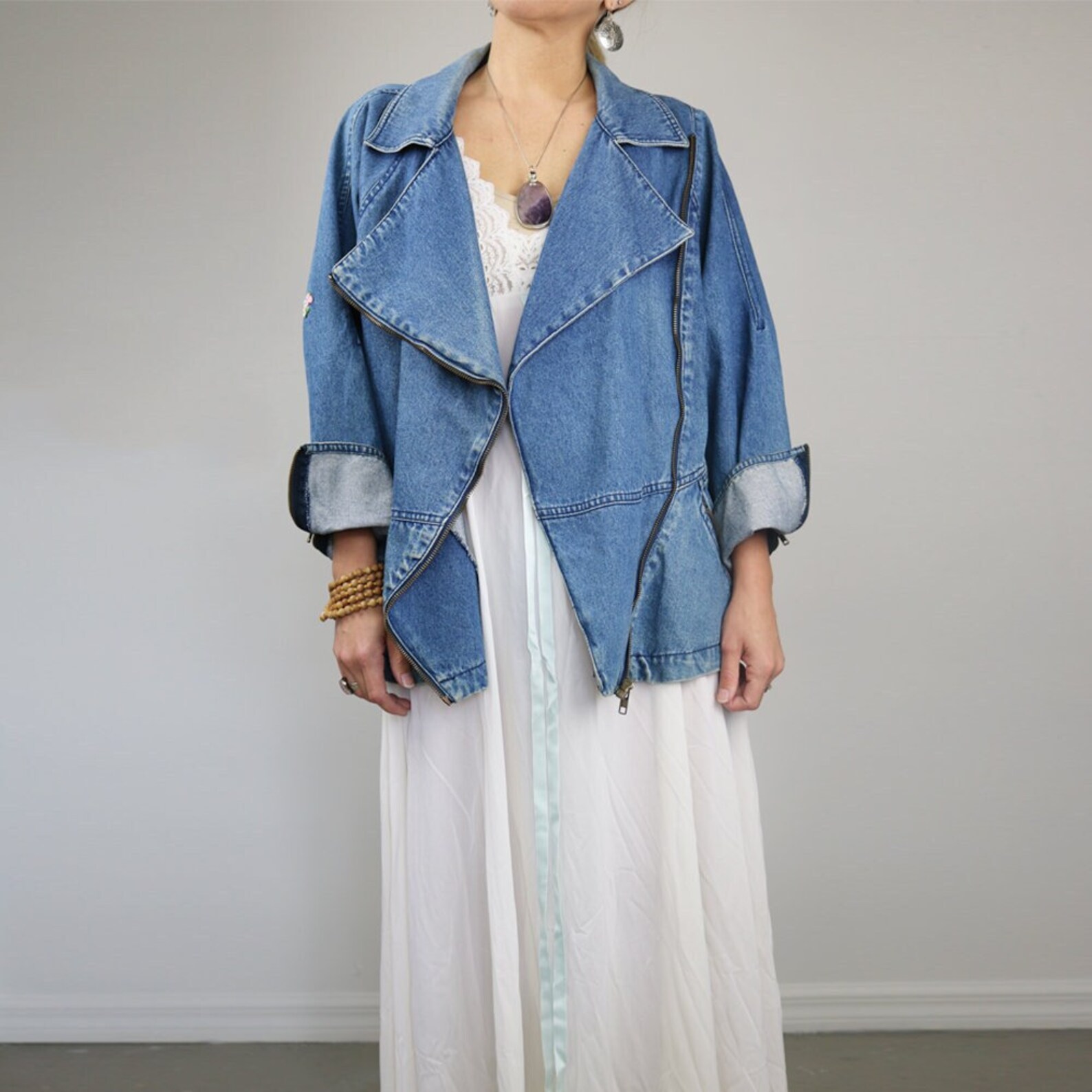 70s - Early 80s Asymmetrical Denim Jacket by EXIT Paris, Urban, Grunge ...