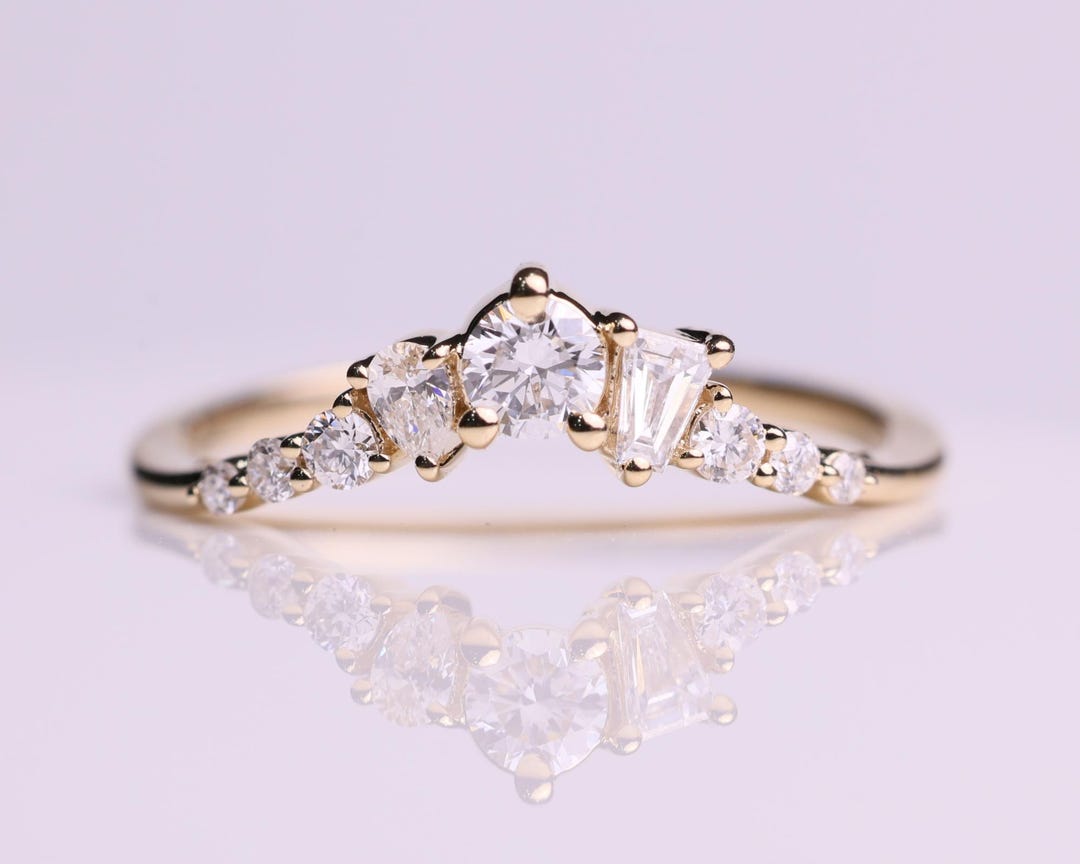 Multi Stone Diamond Band, Moissanite Wedding Band, Mix Shape Diamond ...