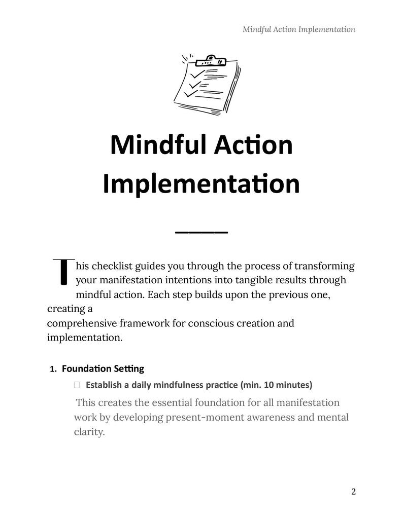 Mindful Action Checklist: Daily Focus and Productivity (digital Planner ...