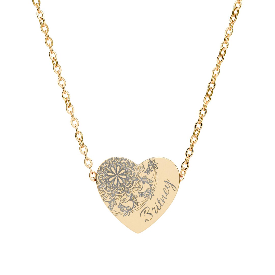 Customizable Engraved Heart Shape Necklace, Personalized Heart Necklace ...