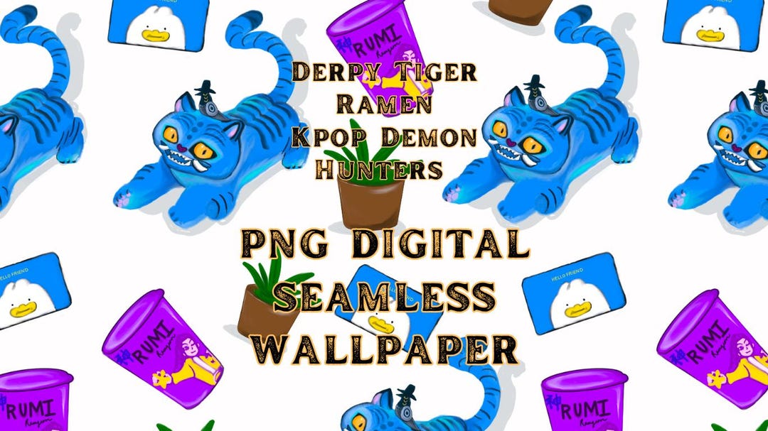 Kpop Demon Hunters Wallpaper Gift Wrap, Png Repeating Pattern, Multi ...