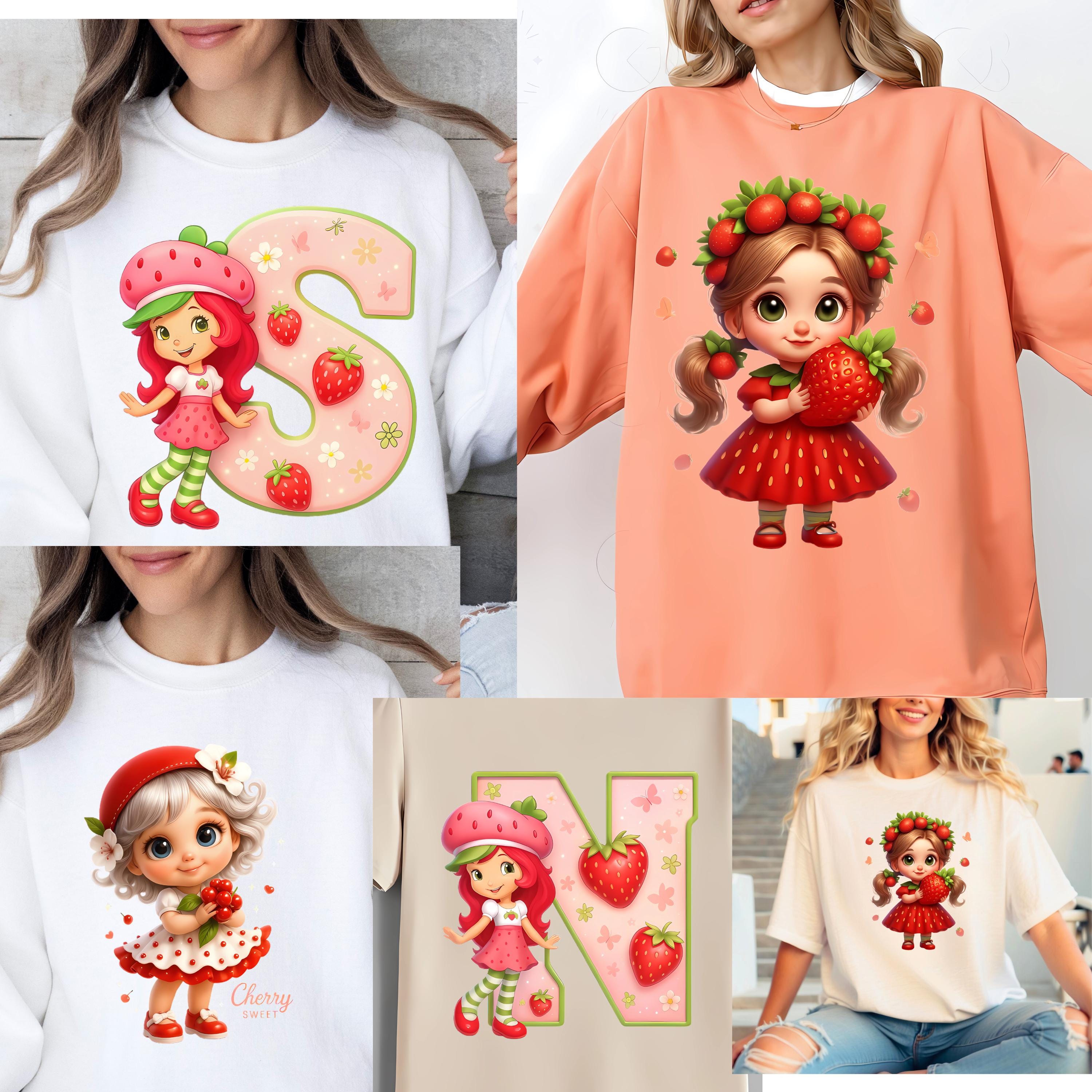 Retro Strawberry Cartoon PNG Bundle: 80s Kawaii Clipart (digital ...