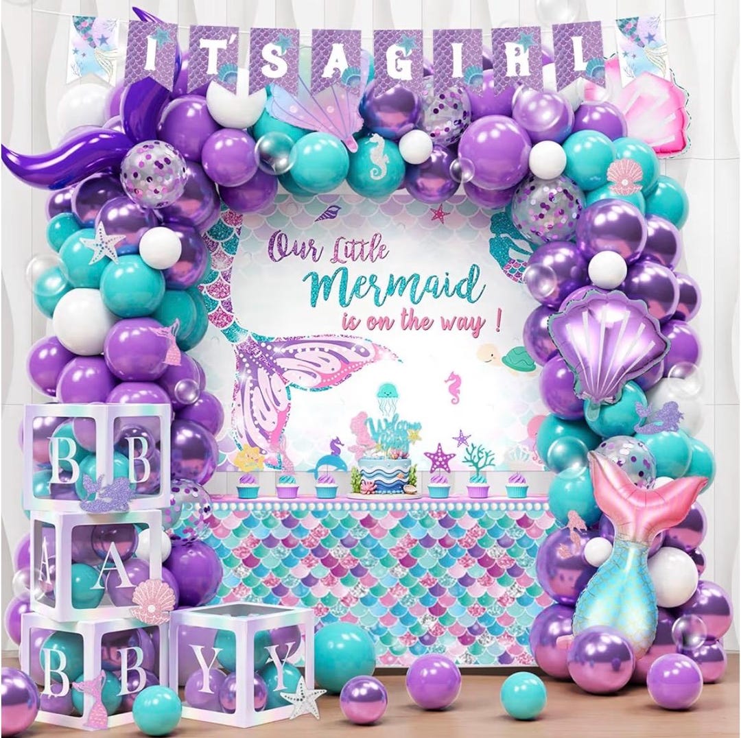 Mermaid Baby Shower Decorations Include Our Little Mermaid is on the ...