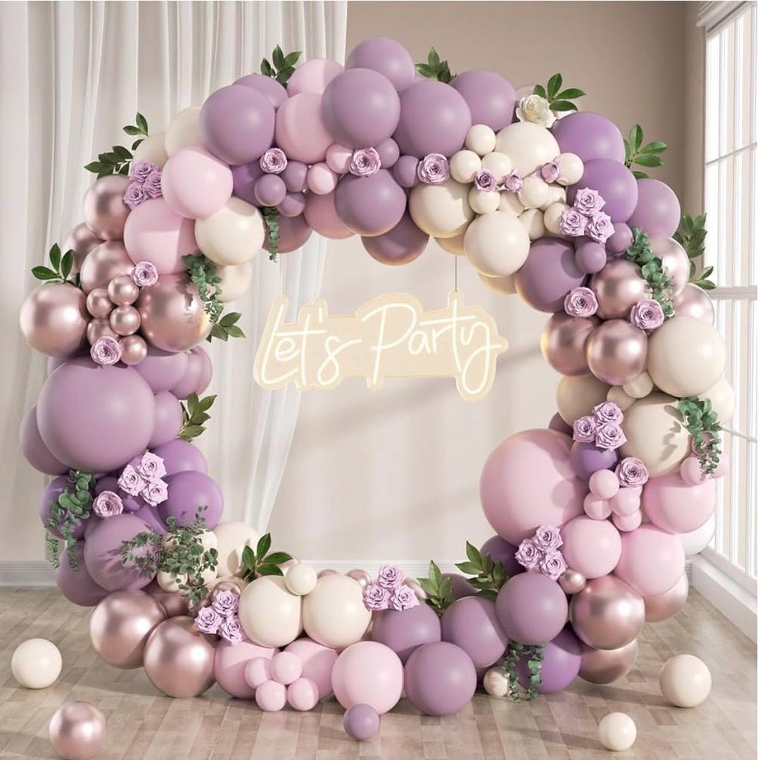 Lavender Balloon Garland Arch Kit,135pcs Pink and Purple Balloon Arch ...